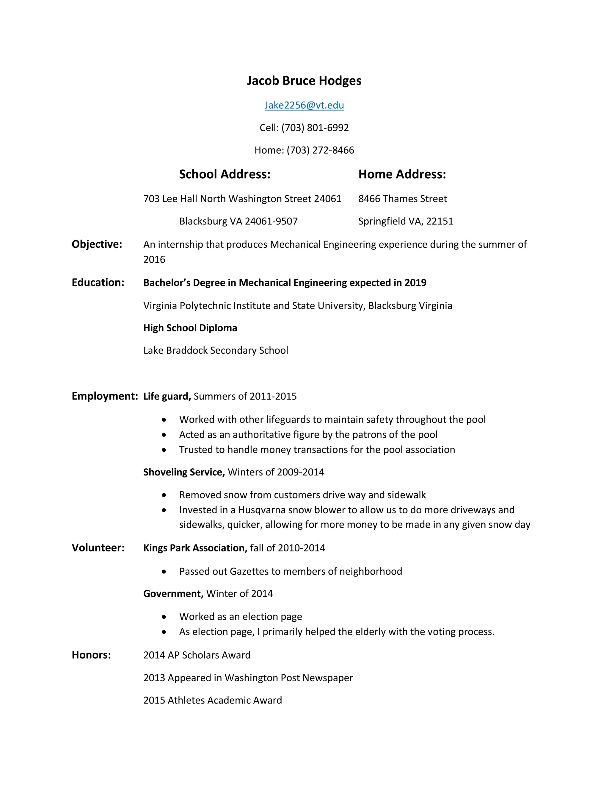 Jake Hodges Resume Final Draft | PDF