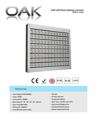 OAK 1000w led floodlight specification | PDF