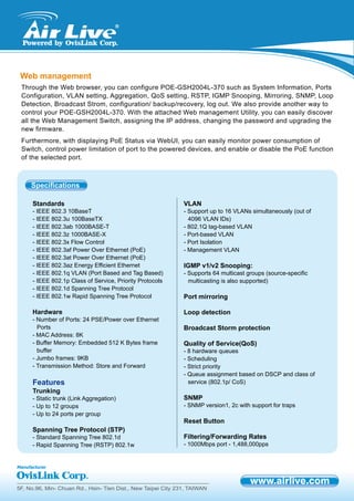 Air Live POE-GSH2004l-370 - Especificaciones | PDF