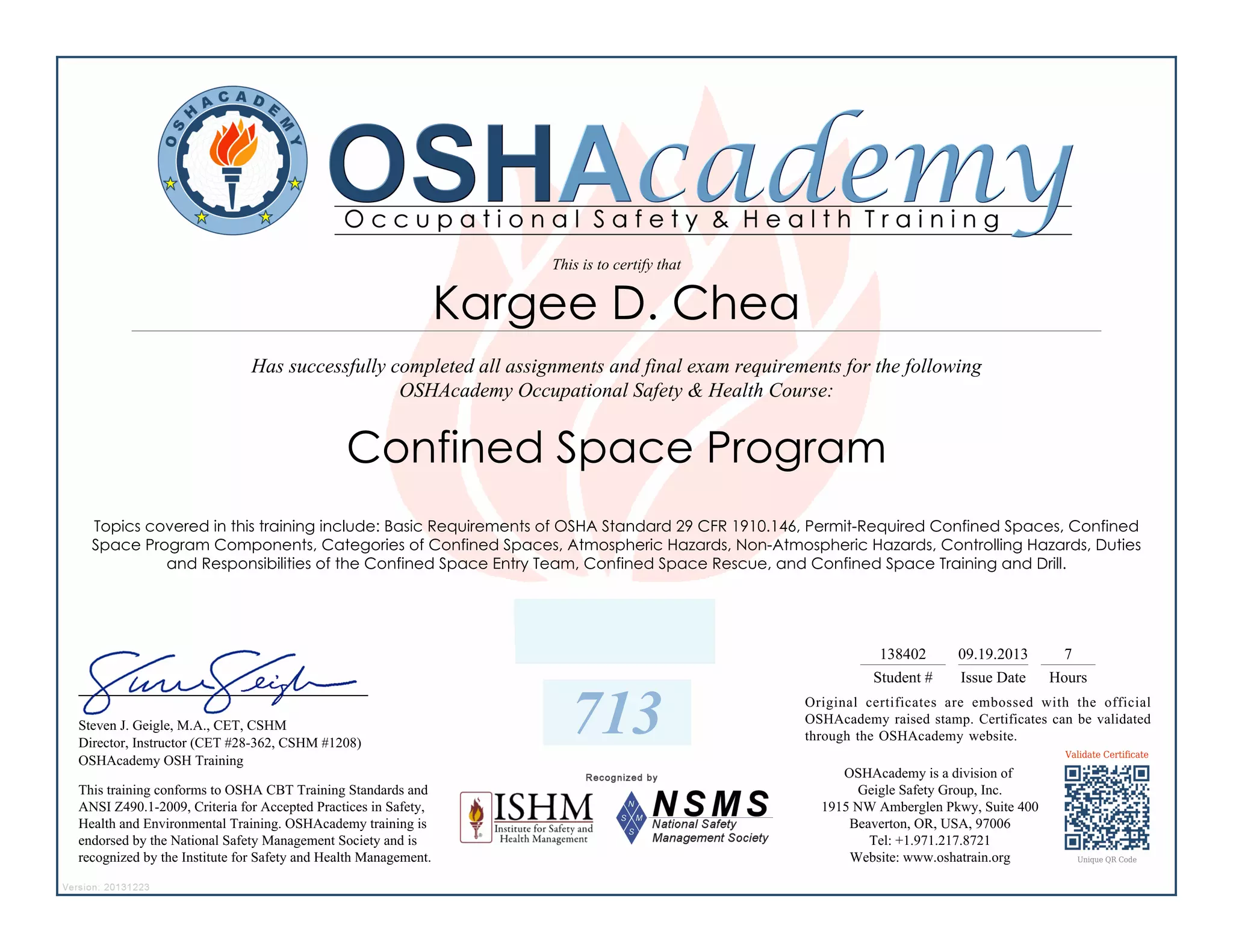 OSHA Certificate 6 | PDF