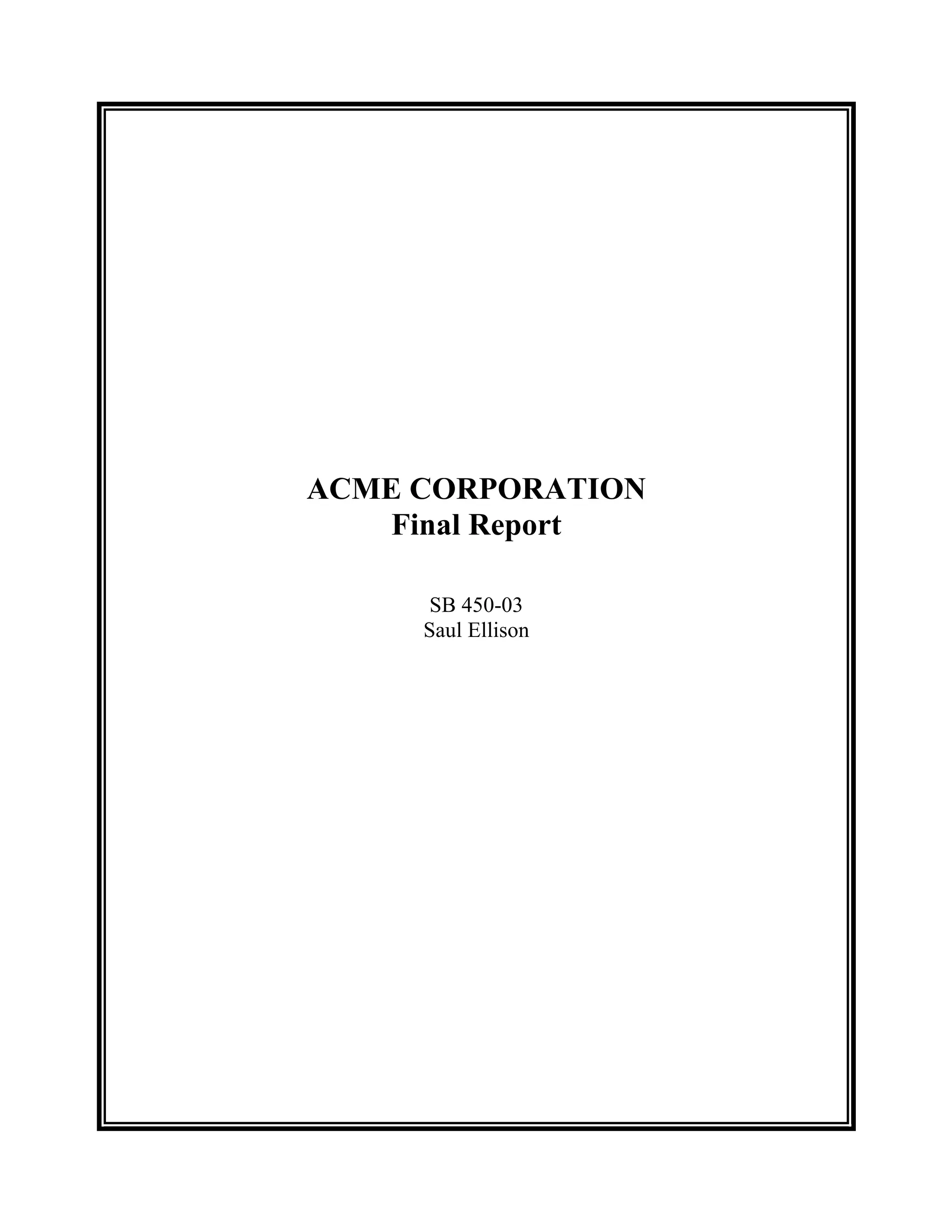 ACME Corporation Final Report | PDF