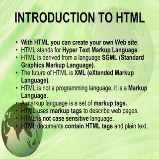 html introduction web programming with html js and css | PPTX