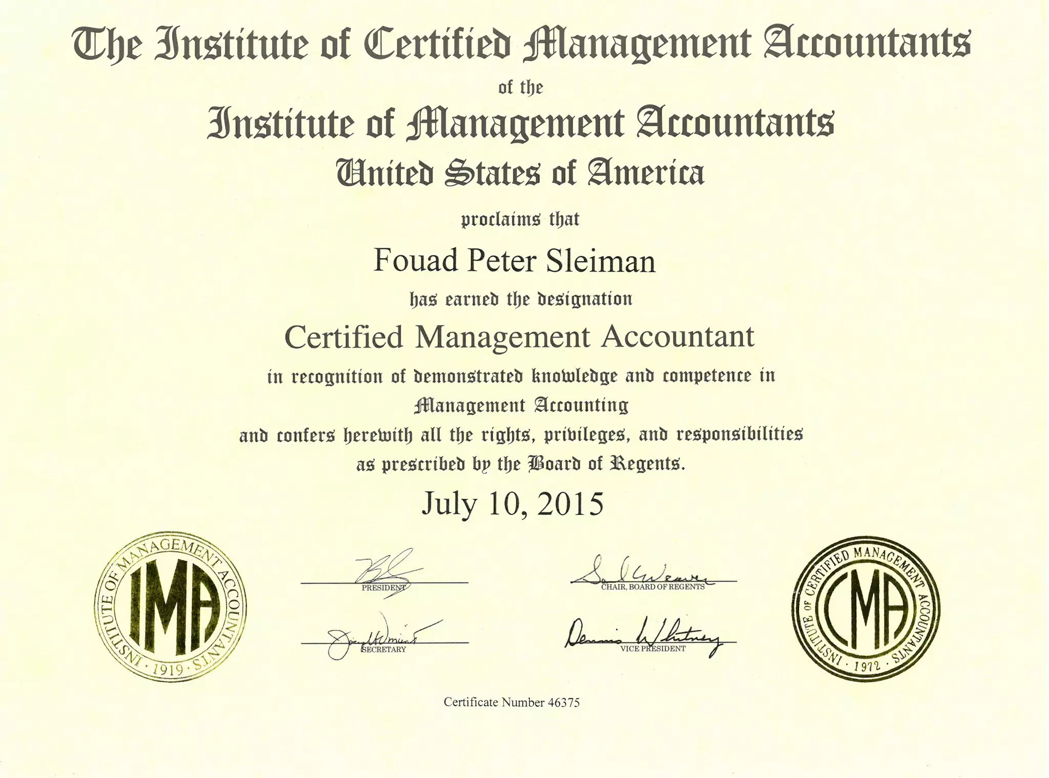 Certified Management Accountant Designation | PDF