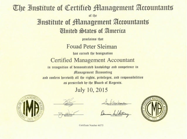 Certified Management Accountant Designation