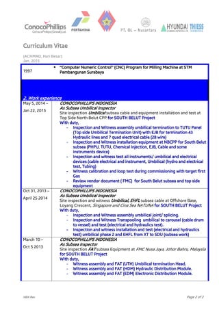 CV Hari B Achmad SEPT 2015-1(1) | PDF