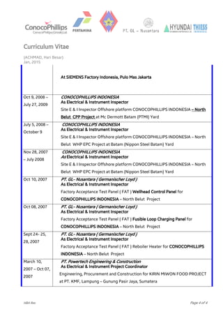 CV Hari B Achmad SEPT 2015-1(1) | PDF