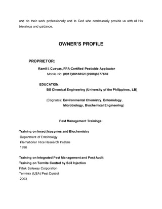 COMPANY PROFILE of MAVERICK PEST EXTERMINATION | DOCX
