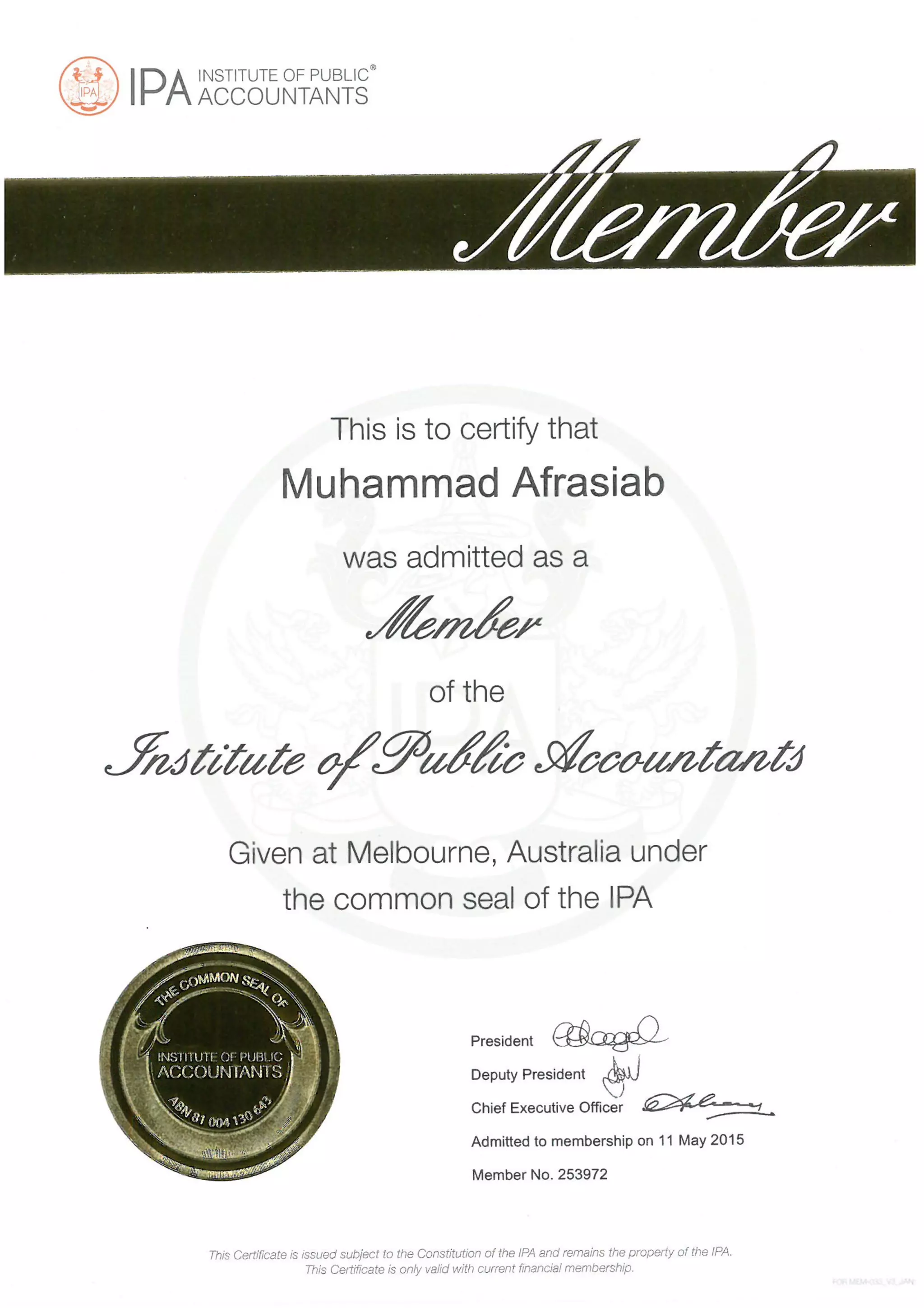 MIPA Certificate | PDF
