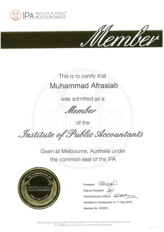 MIPA Certificate | PDF