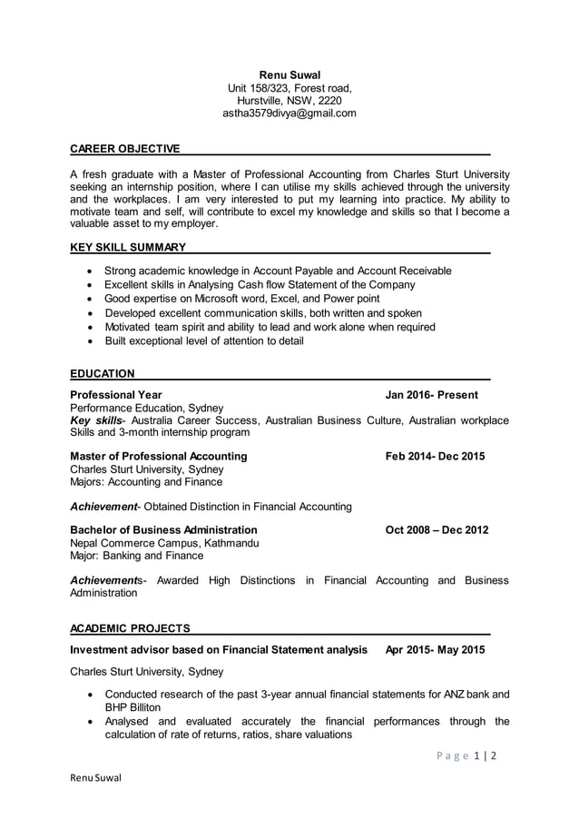 resume of placement | DOCX