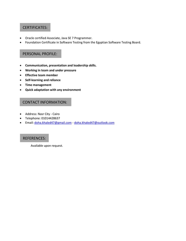 Doha Khaled_CV - Copy | PDF