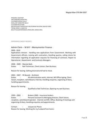 Magda Kilian CV | PDF