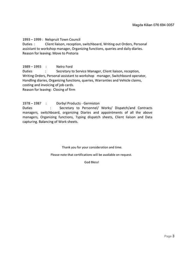 Magda Kilian CV | PDF