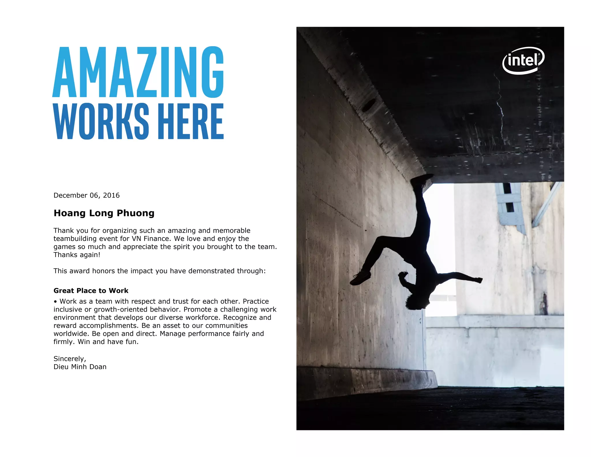 Intel Recognition Certificate | PPT