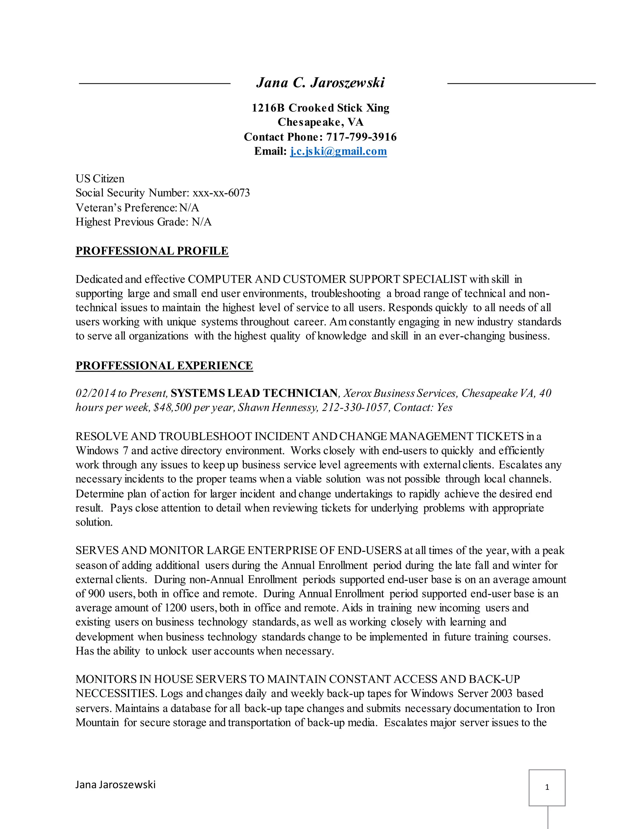 Detailed Resume - Jana Jaroszewski | DOCX