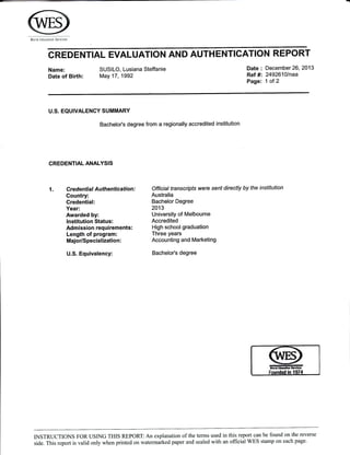 Academic Transcript WES 4.0 GPA | PDF