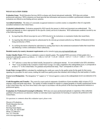 Academic Transcript WES 4.0 GPA | PDF