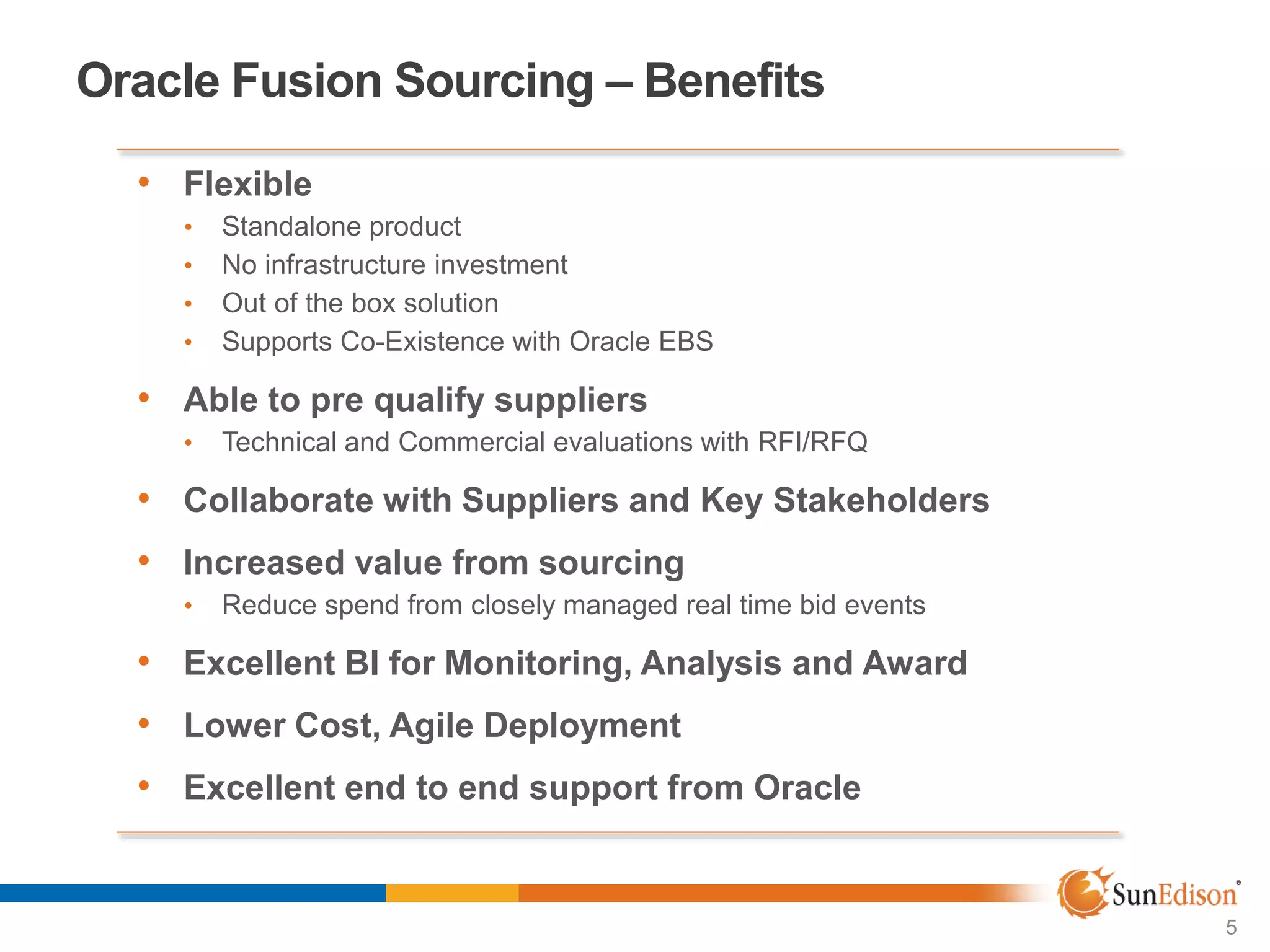 SunEdison Sourcing Presentation_Oracle | PPTX