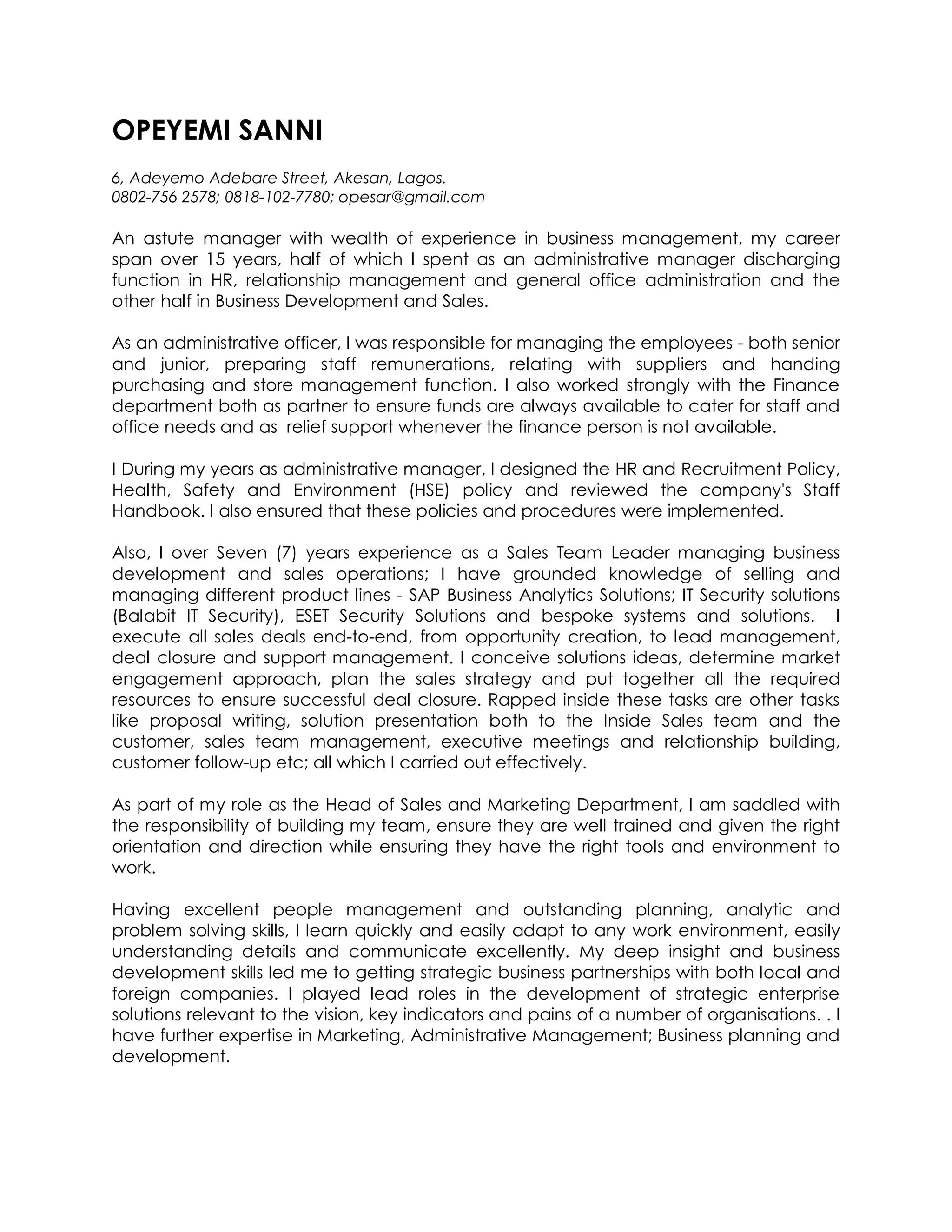 Opeyemi Sanni CV_03072016 | PDF