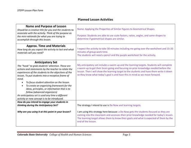 Lesson Plan for 7th Grade Math Class | PDF
