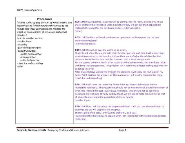 Lesson Plan for 7th Grade Math Class | PDF
