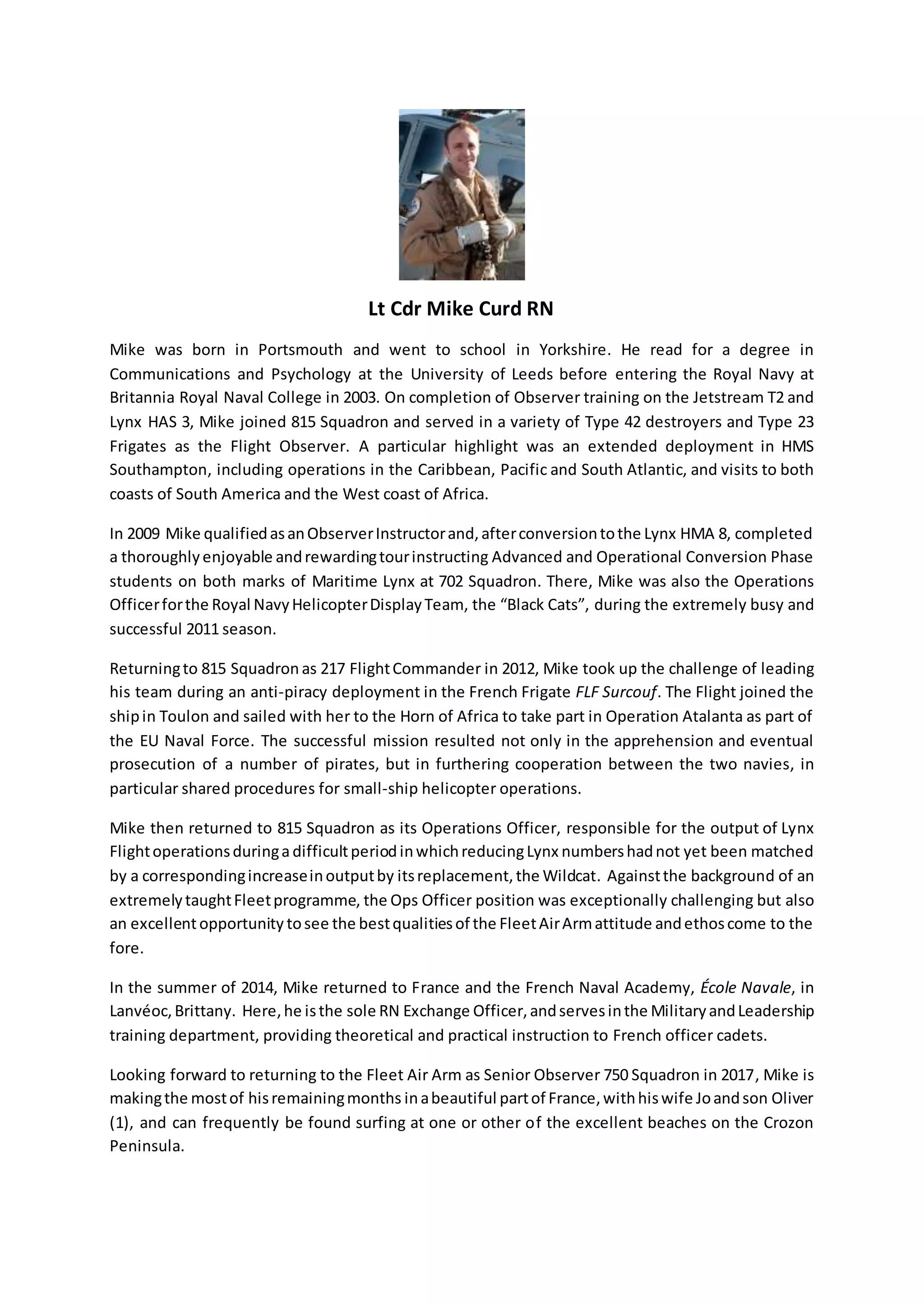 Lt Cdr Mike Curd RN bio | DOCX