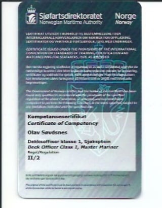 Deck Officer Class 1, Master Mariner | PDF