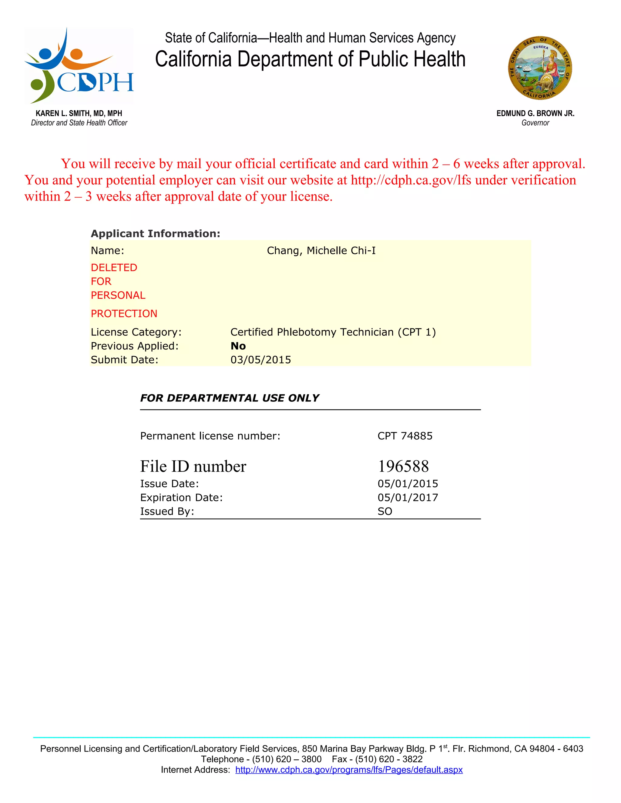 CPT License # | DOC