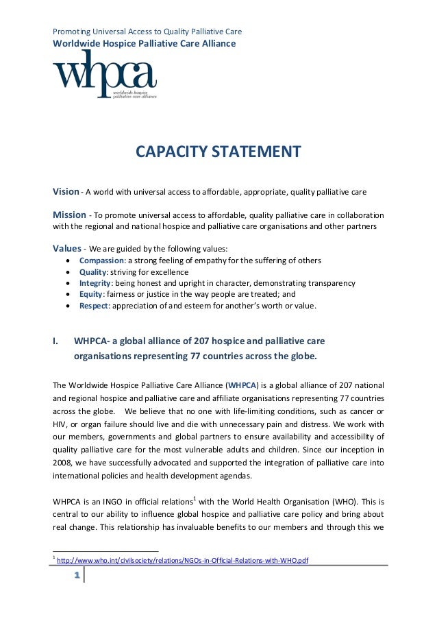 Capacity Statement WHPCA 2015