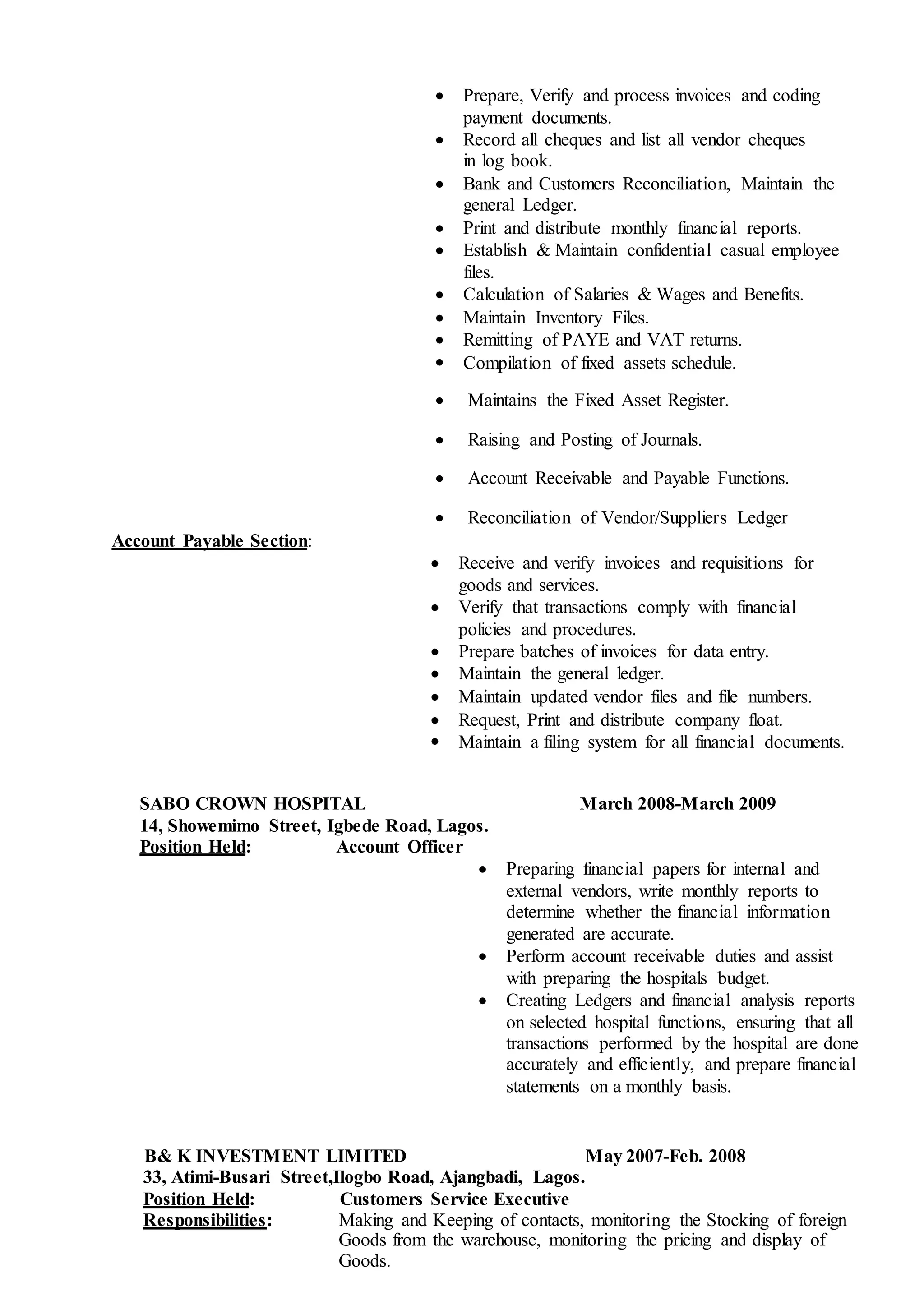 DICKSON U.U CV | PDF