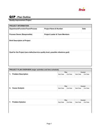 QIP team plan results form Itron | PDF
