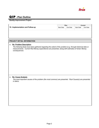 QIP team plan results form Itron | PDF