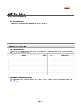 QIP team plan results form Itron | PDF