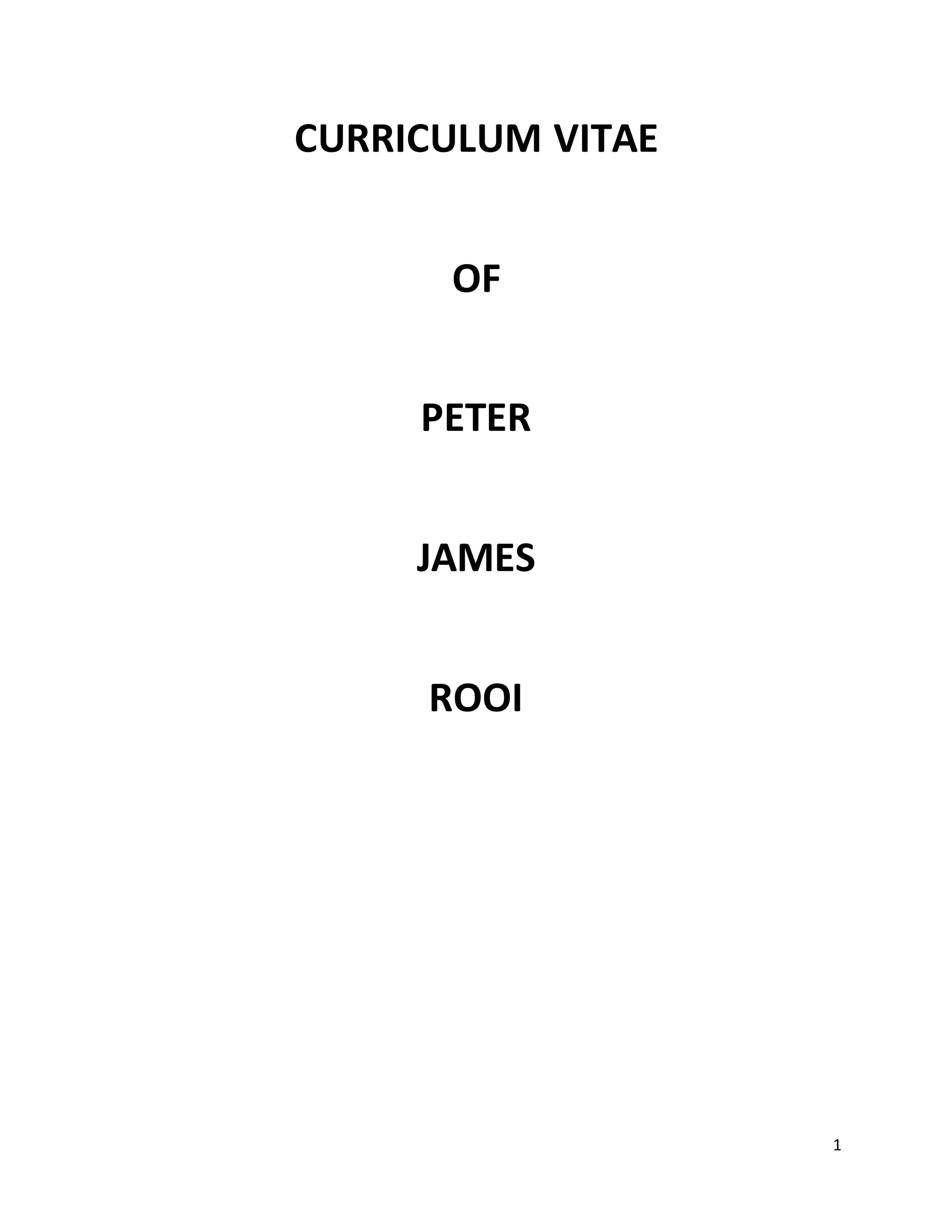 CURRICULUM VITAE OF PETER ROOI | PDF