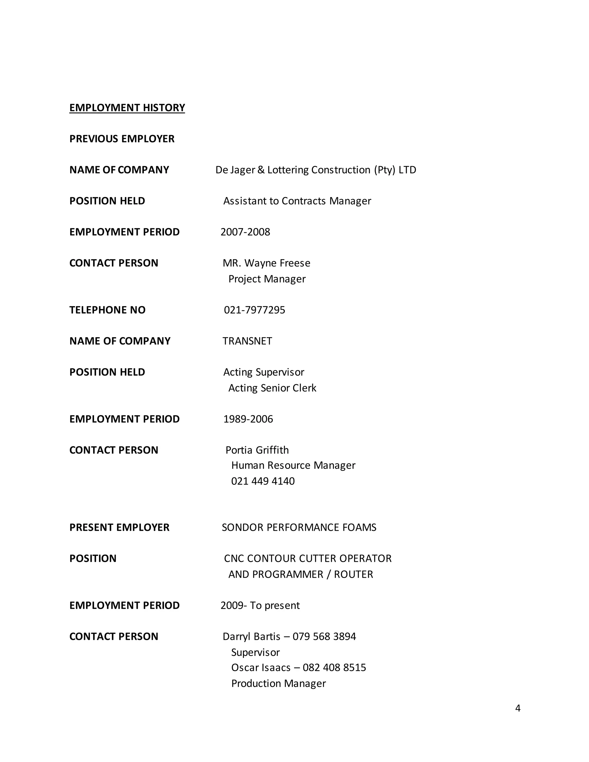 CURRICULUM VITAE OF PETER ROOI | DOCX