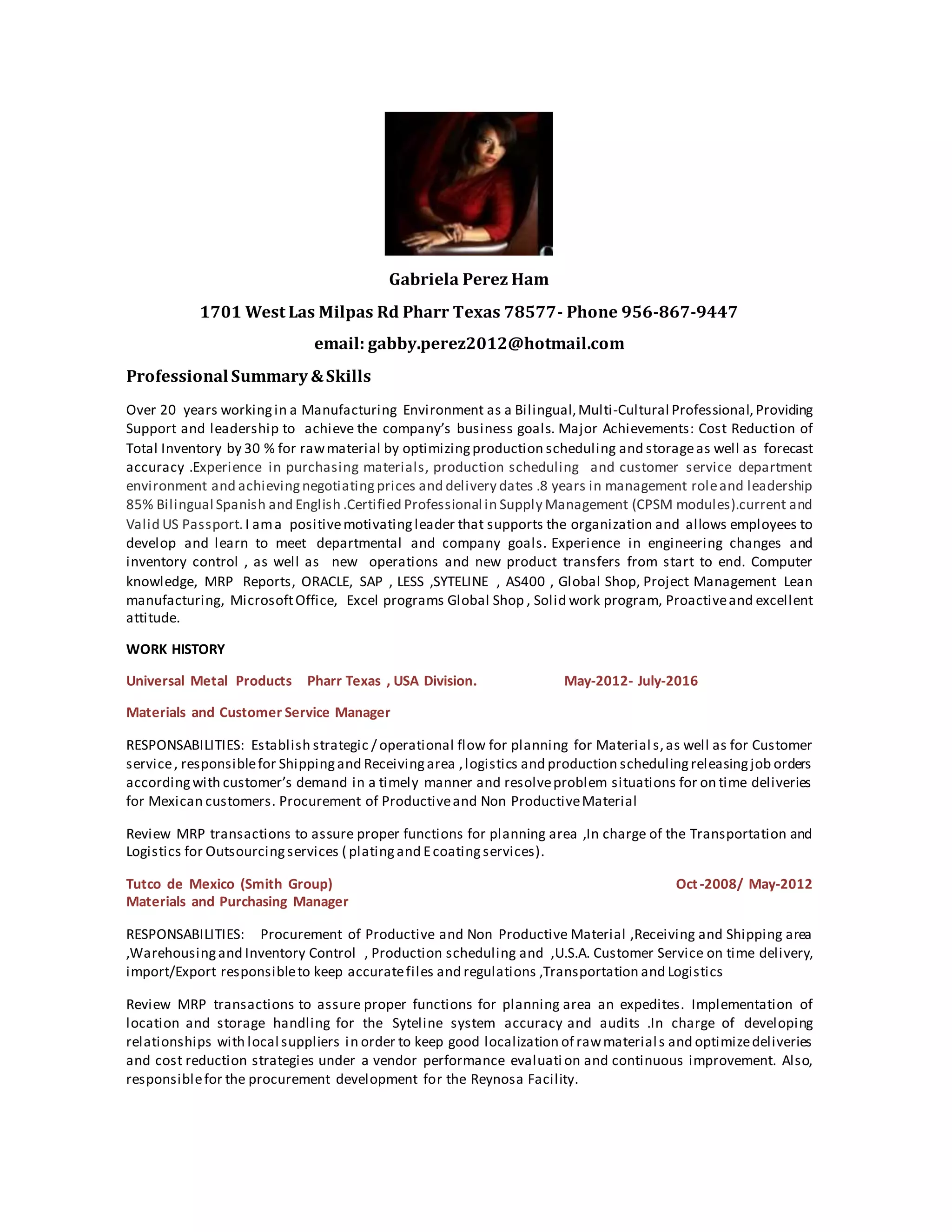 C.V. Gabby Perez Aug-2016 | PDF