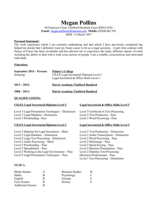 Megan Pollins CV | PDF