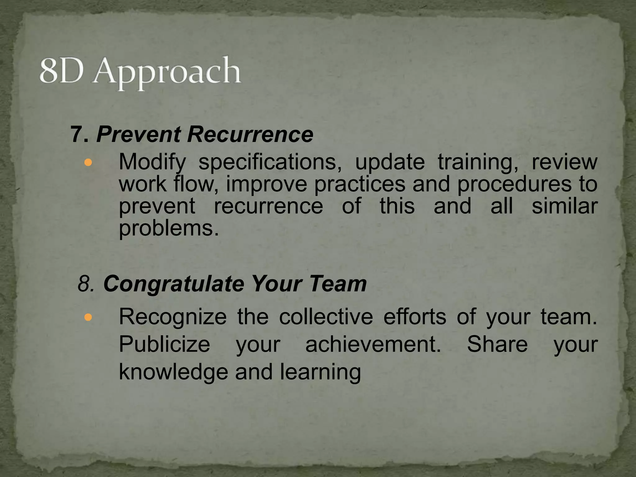 8D approach to problem solving | PPTX