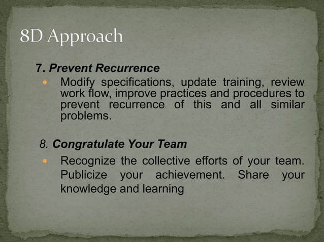 8D approach to problem solving | PPTX