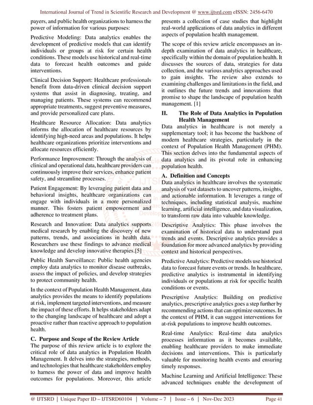 Data Analytics for Population Health Management Strategies | PDF