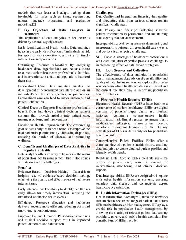 Data Analytics for Population Health Management Strategies | PDF