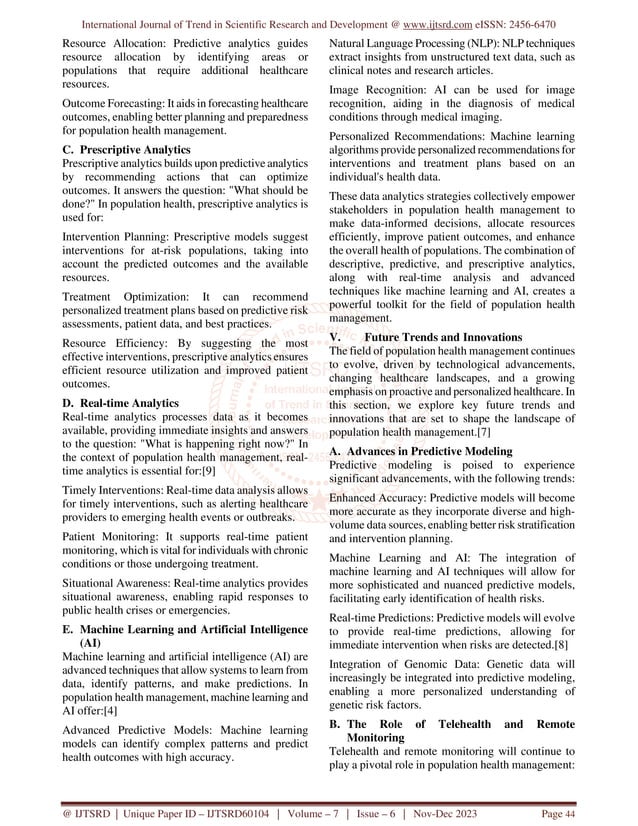 Data Analytics for Population Health Management Strategies | PDF