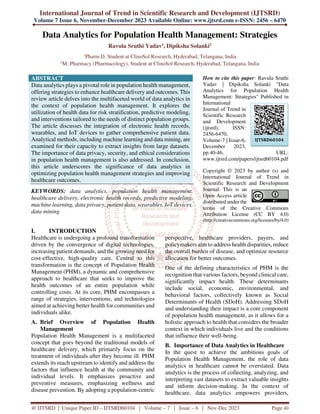 Data Analytics for Population Health Management Strategies | PDF