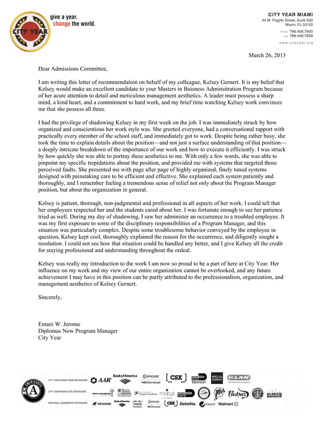 MBA Letter Of Reccomendation Emani Jerome | PDF