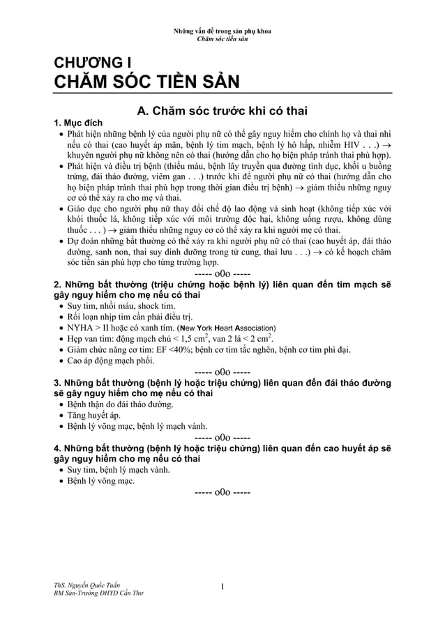 SỔ TAY SẢN PHỤ KHOA: NHỮNG VẤN ĐỀ THƯỜNG GẶP TRONG SẢN PHỤ KHOA | PDF