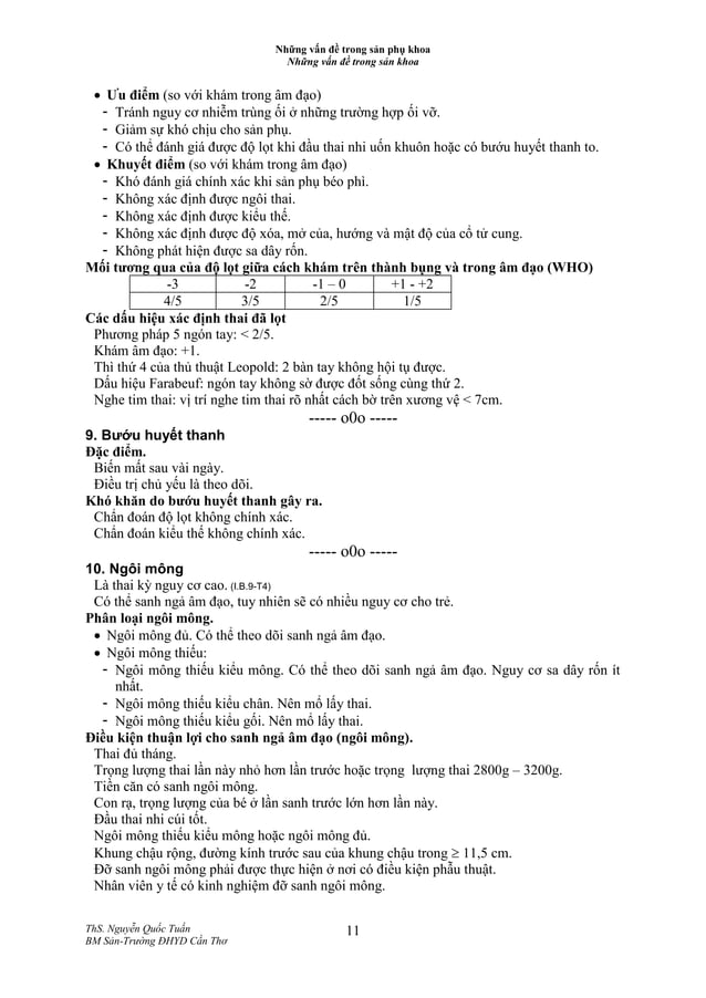 SỔ TAY SẢN PHỤ KHOA: NHỮNG VẤN ĐỀ THƯỜNG GẶP TRONG SẢN PHỤ KHOA | PDF