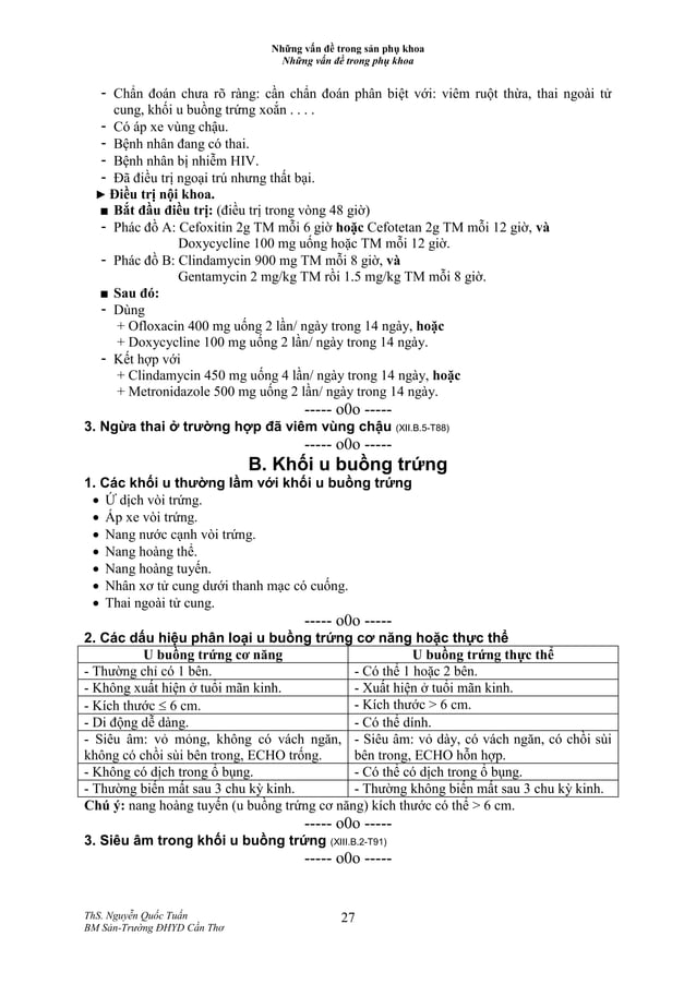 SỔ TAY SẢN PHỤ KHOA: NHỮNG VẤN ĐỀ THƯỜNG GẶP TRONG SẢN PHỤ KHOA | PDF