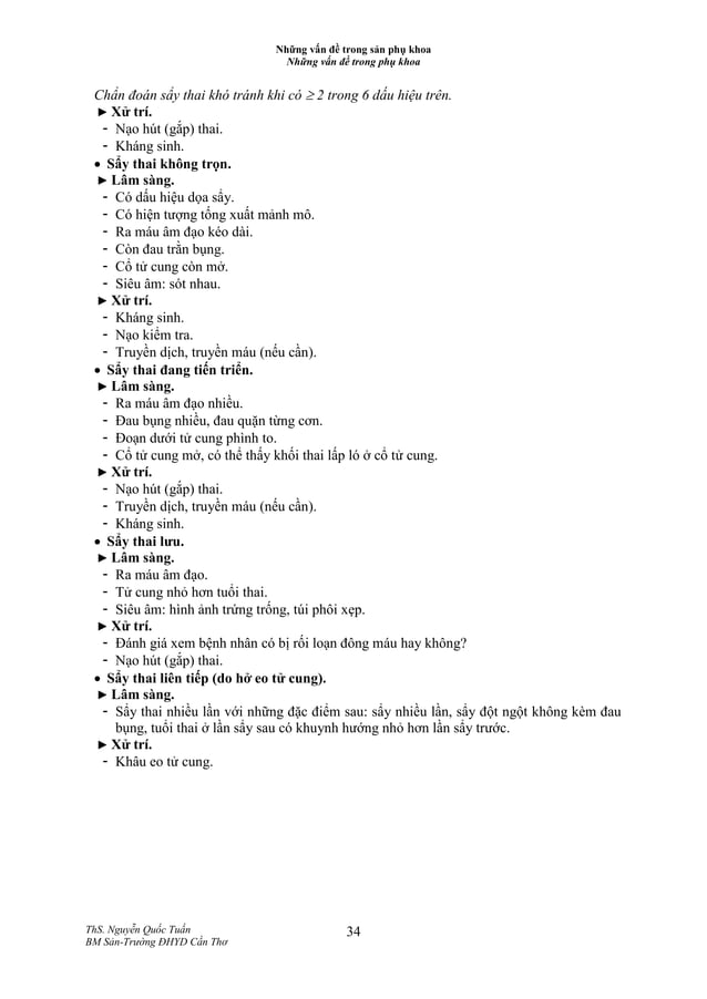 SỔ TAY SẢN PHỤ KHOA: NHỮNG VẤN ĐỀ THƯỜNG GẶP TRONG SẢN PHỤ KHOA | PDF