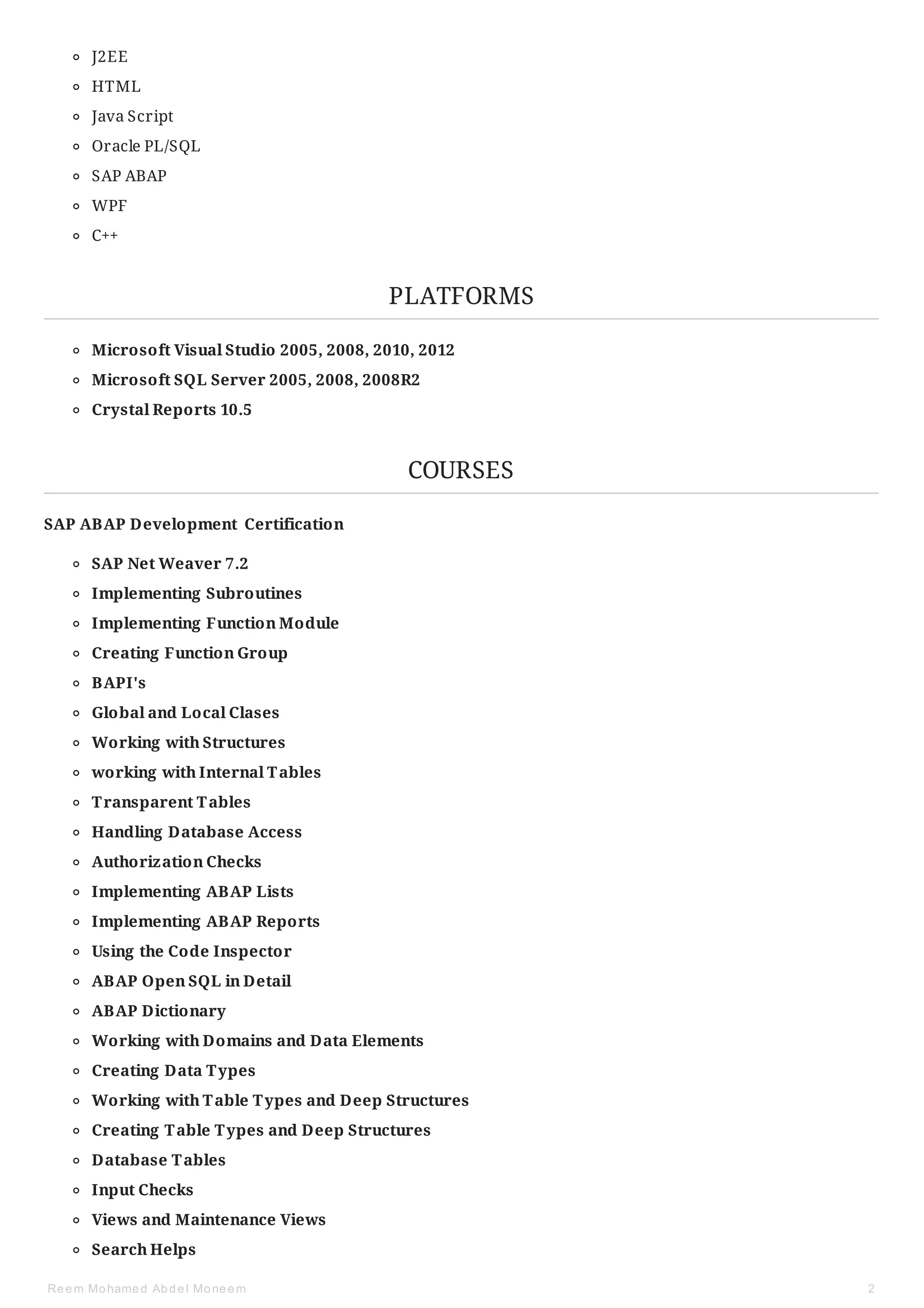 Reem Mohamed[ABAP] | PDF | Programming Languages | Computing