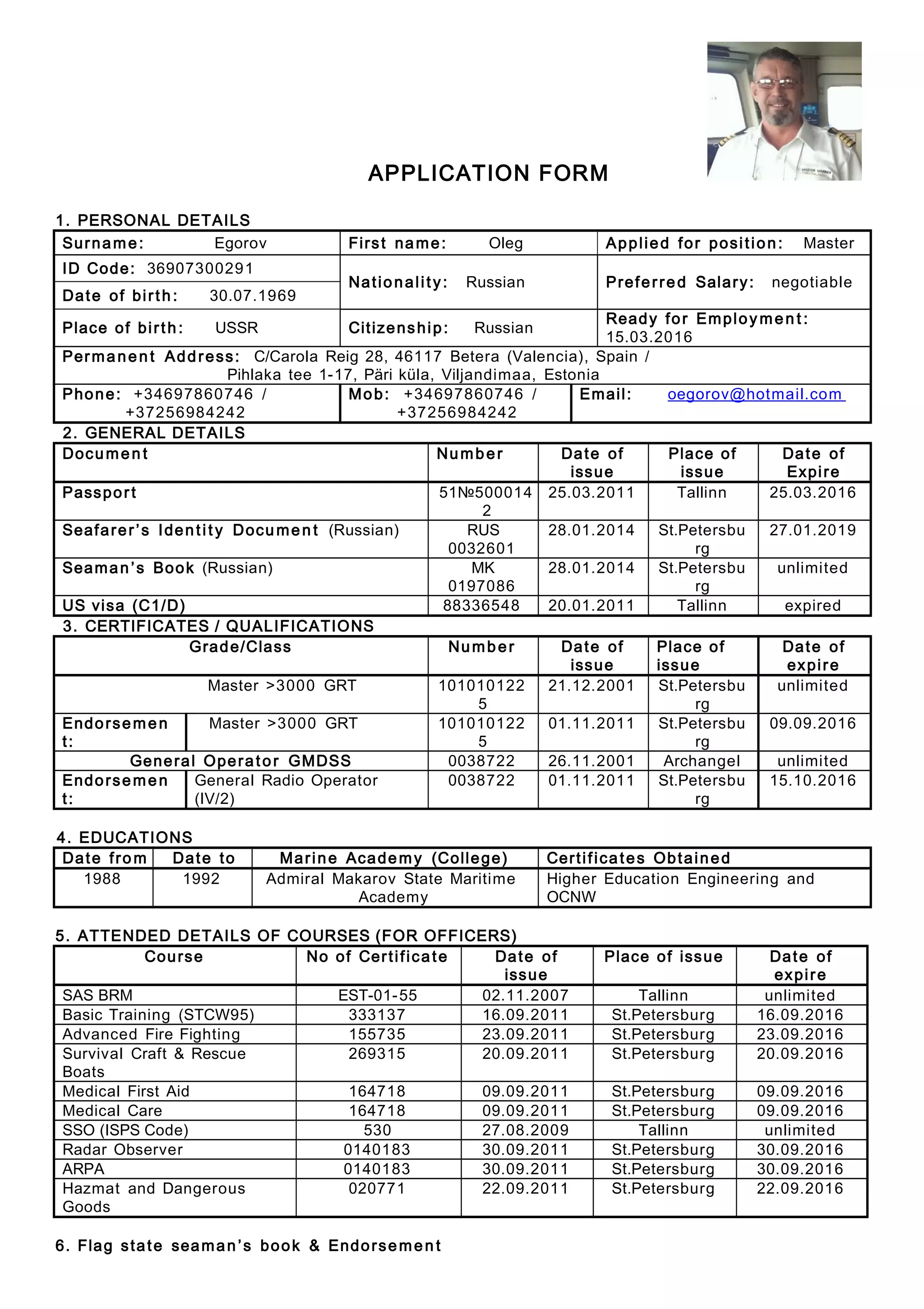 Capt. O. Egorov Appl_Form | DOC